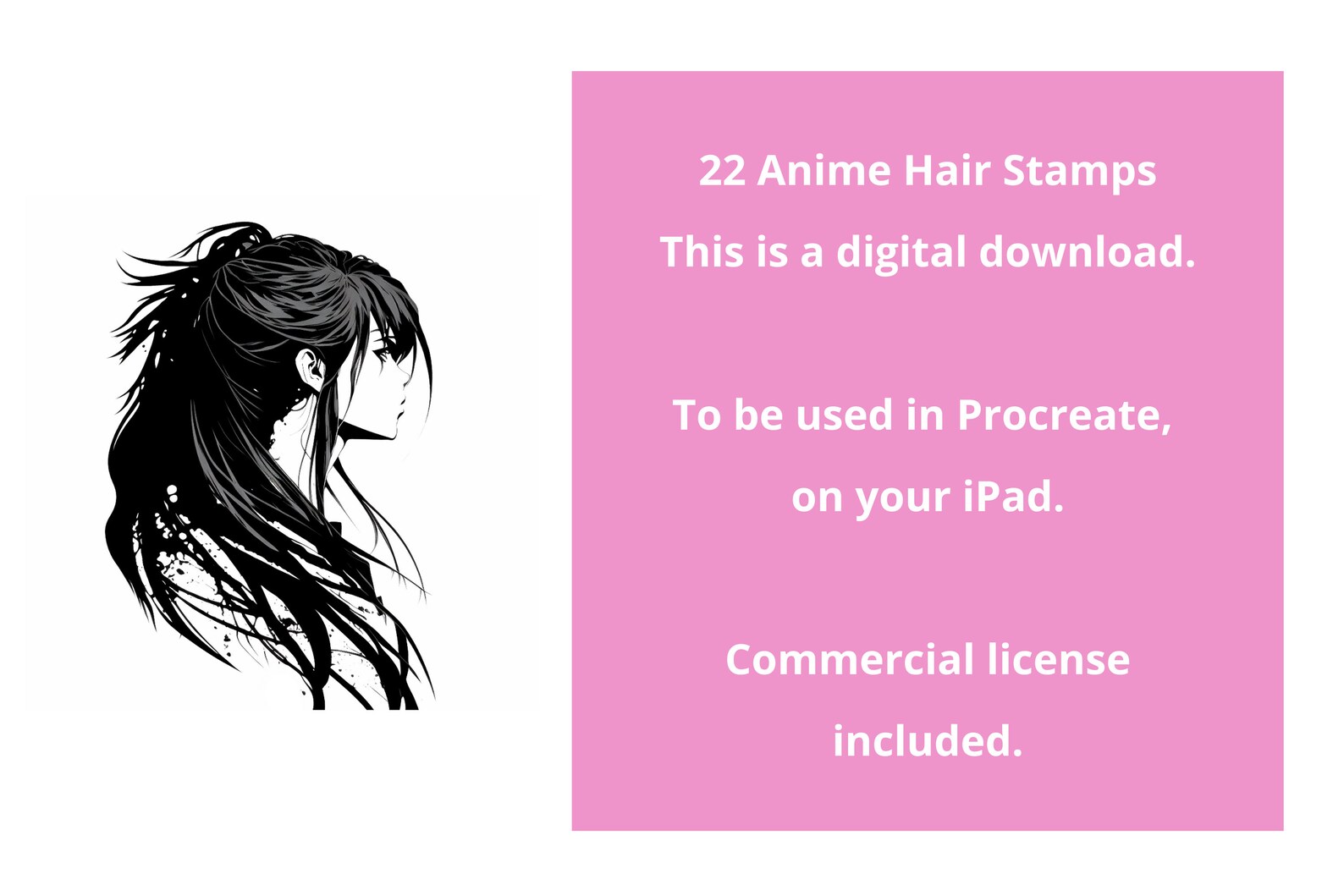 22 Anime Hair Stamp Procreate, Procreate Hair Brushes, Procreate Wavy ...