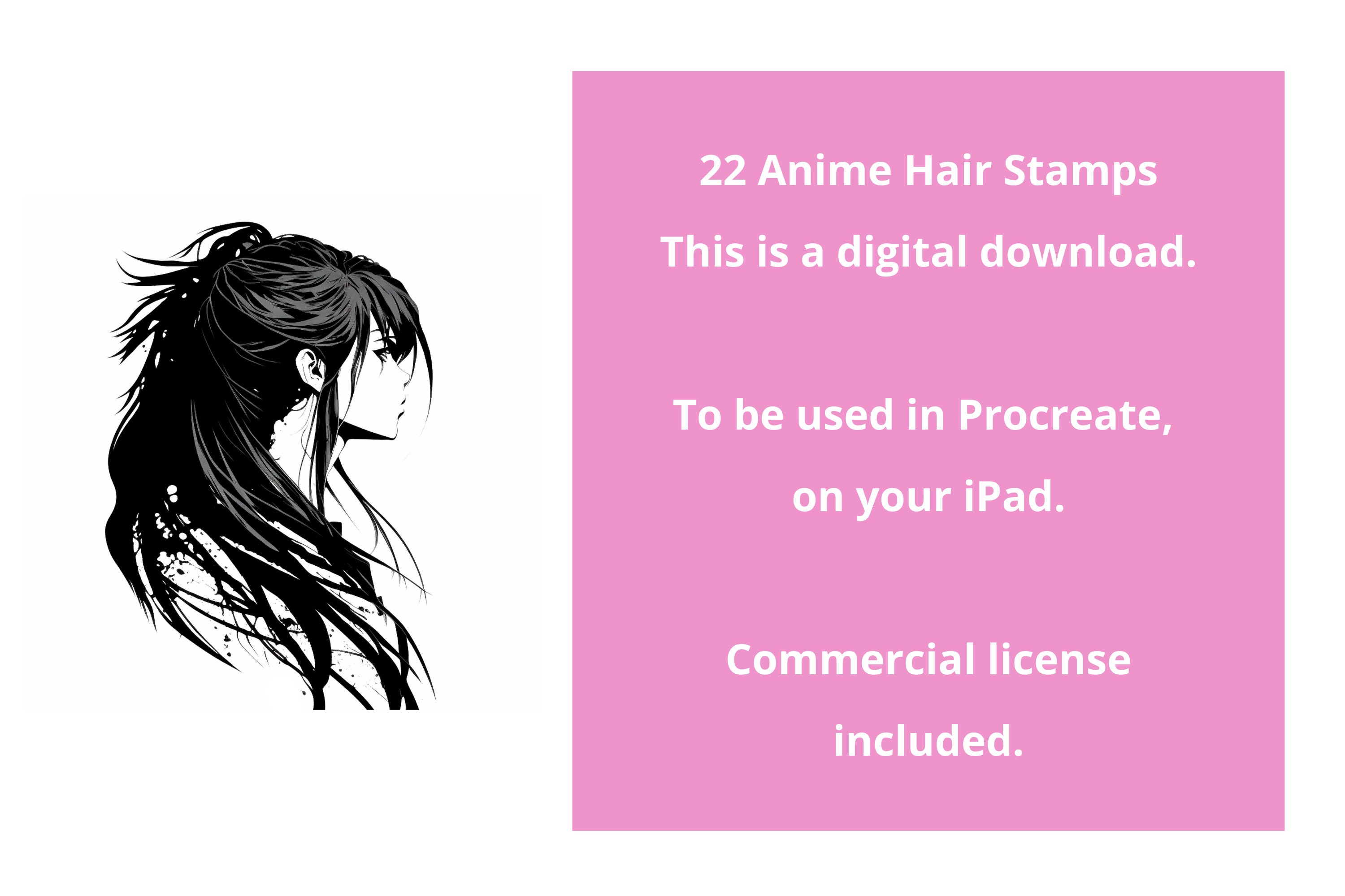 22 Anime Hair Stamp Procreate, Procreate Hair Brushes, Procreate Wavy ...