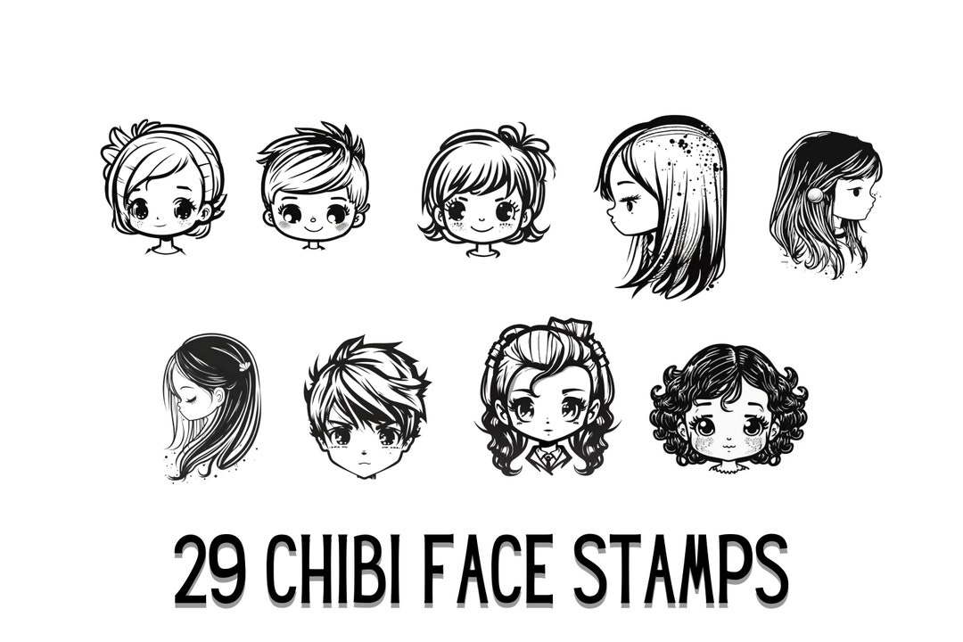29 Chibi Faces PNG Bundle Chibi Head Chibi PNG Chibi - Etsy