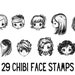 29 Chibi Faces PNG Bundle, Chibi Head, Chibi PNG, Chibi Procreate ...