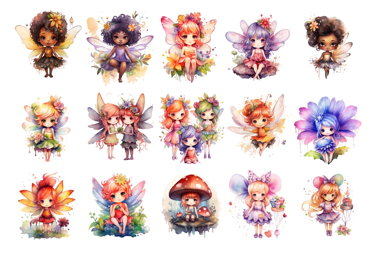 35 Chibi Fairy Clipart, Cute Chibi Fairy, Digital PNG, Cute Chibi ...