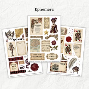 Harlequin Masquerade Junk Journal Kit Printable | 90 Pages Venetian ...