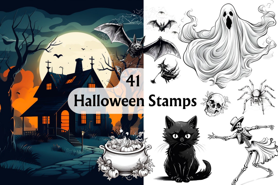 41 Halloween Digital Stamps, Digi Stamps, Digital Stamps, Halloween PNG ...