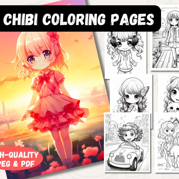 Kawaii Girl Coloring Page - Etsy