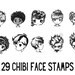 29 Chibi Faces PNG Bundle, Chibi Head, Chibi PNG, Chibi Procreate ...