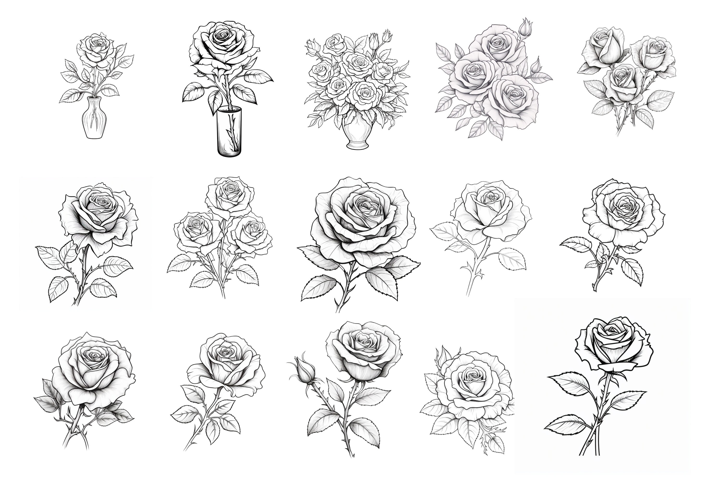 Rose Digital Stamps, Rose Digi Stamp, Digtal Stamps, Digi Stamps, Digi ...