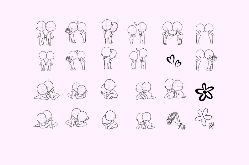 Chibi Body Stamps, Chibi Couple, Chibi Base, Chibi Anime Figure, Chibi ...