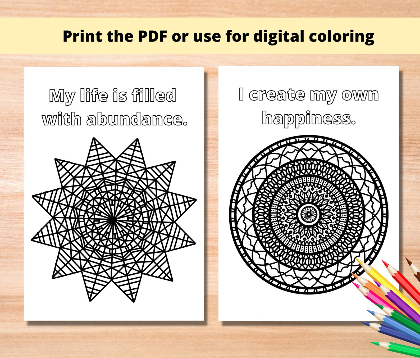 Think Positively Printables Procreate Coloring Coloring - Etsy