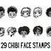 29 Chibi Faces PNG Bundle, Chibi Head, Chibi PNG, Chibi Procreate ...