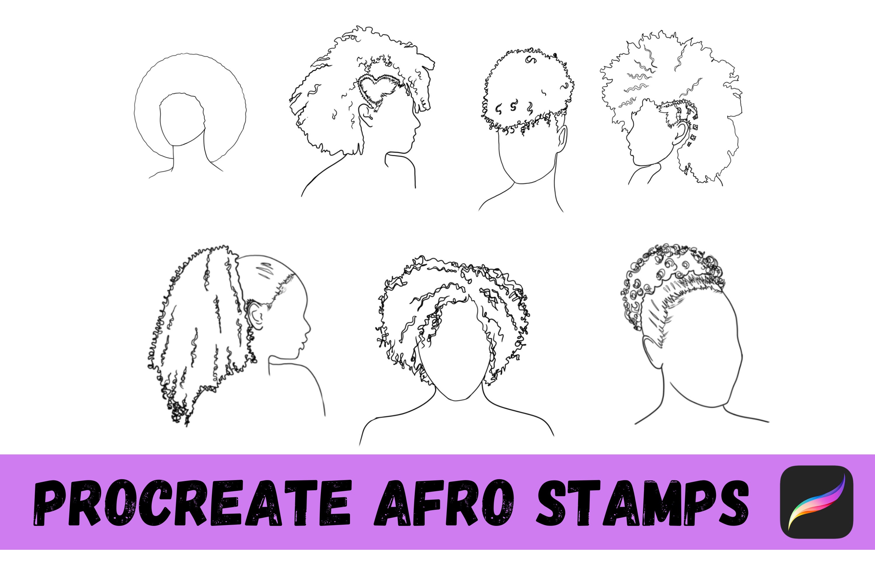 24 Procreate Afro Stamps, Procreate Braids, Natural Stamps for ...