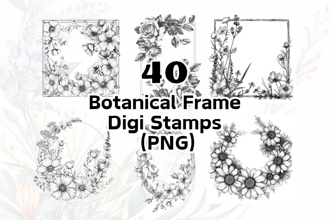 Botanical Frame Digital Stamps, Botanical Frames, Digi Stamps ...