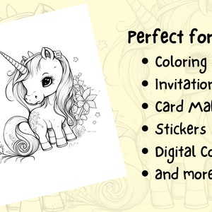 Digi Stamp Unicorn, Digi Stamp, Cute Unicorn, Procreate Stamps, Digital ...