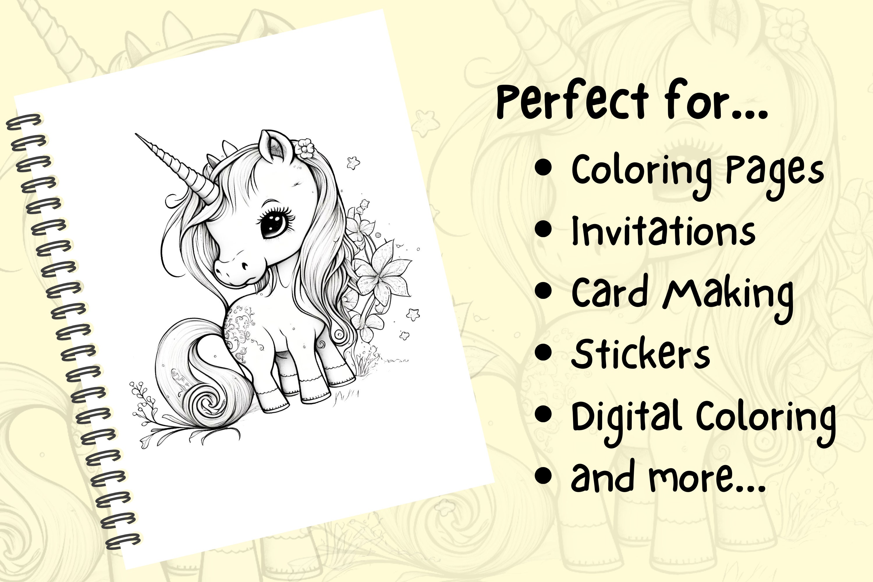 Digi Stamp Unicorn, Digi Stamp, Cute Unicorn, Procreate Stamps, Digital ...