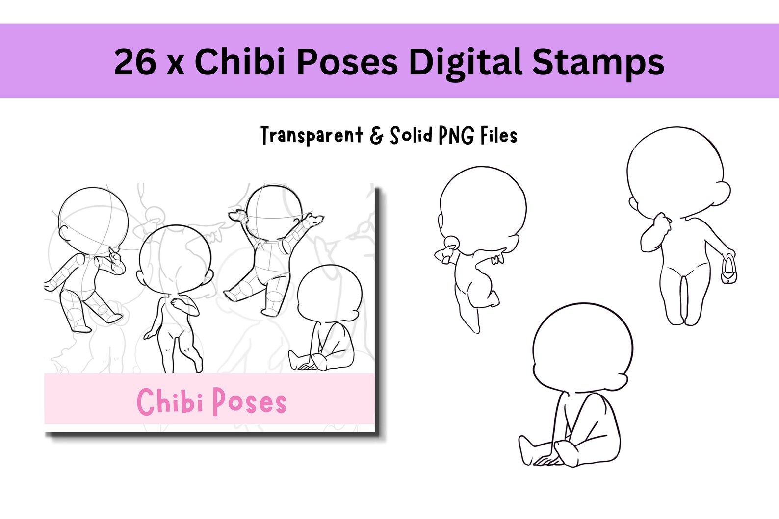 112 Ultimate Chibi Stamps, Chibi Stamps, Chibi Hair Stamp, Chibi Poses ...