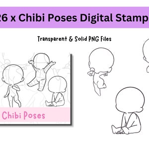 112 Ultimate Chibi Stamps, Chibi Stamps, Chibi Hair Stamp, Chibi Poses ...