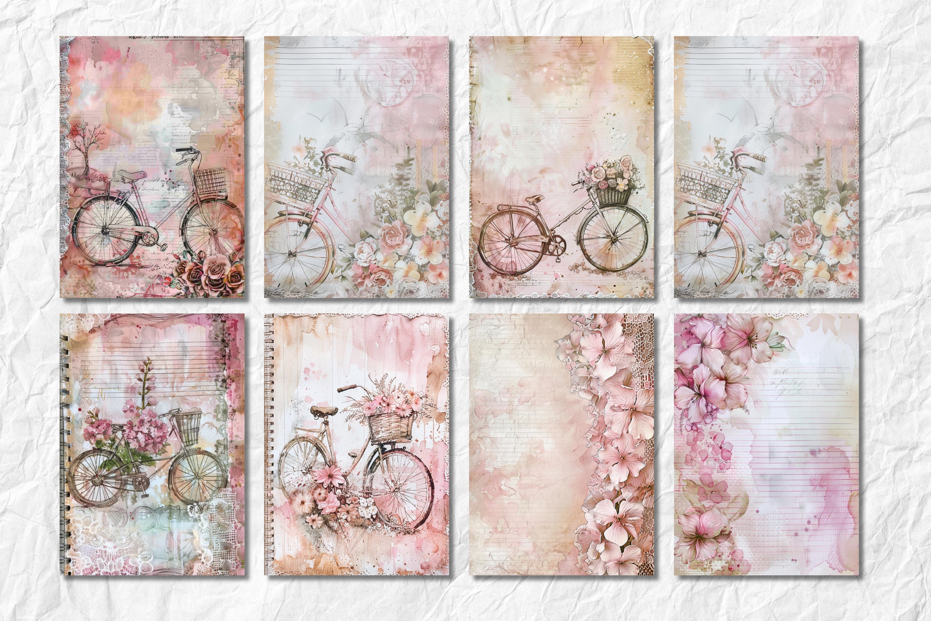 Bicycle Junk Journal Paper, Bicycle Journal Paper, Junk Journal Kit, Bike Junk Journal Paper ...