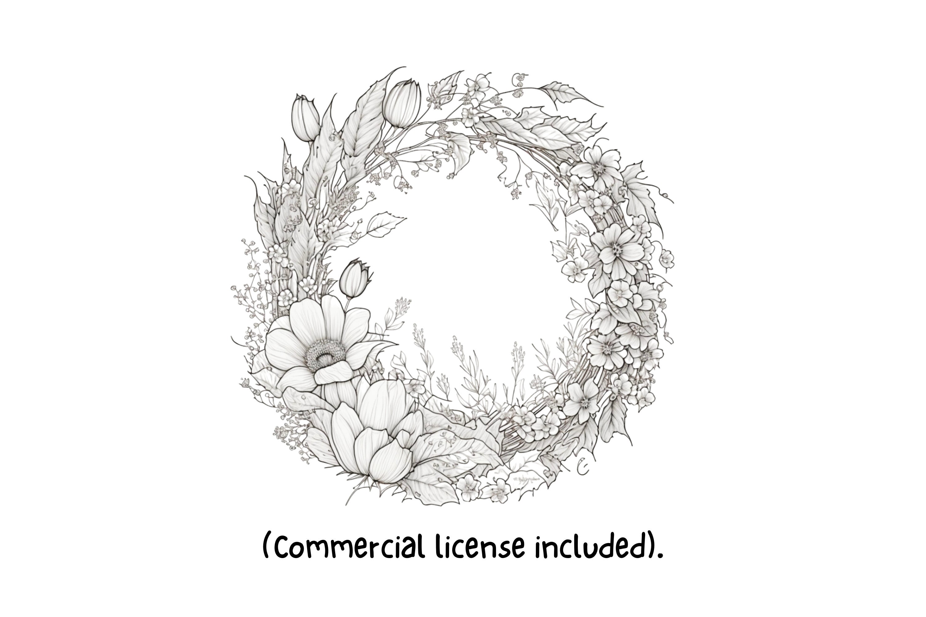 Floral Wreath Digi Stamp Background,spring Digi Stamp,procreate Stamp ...