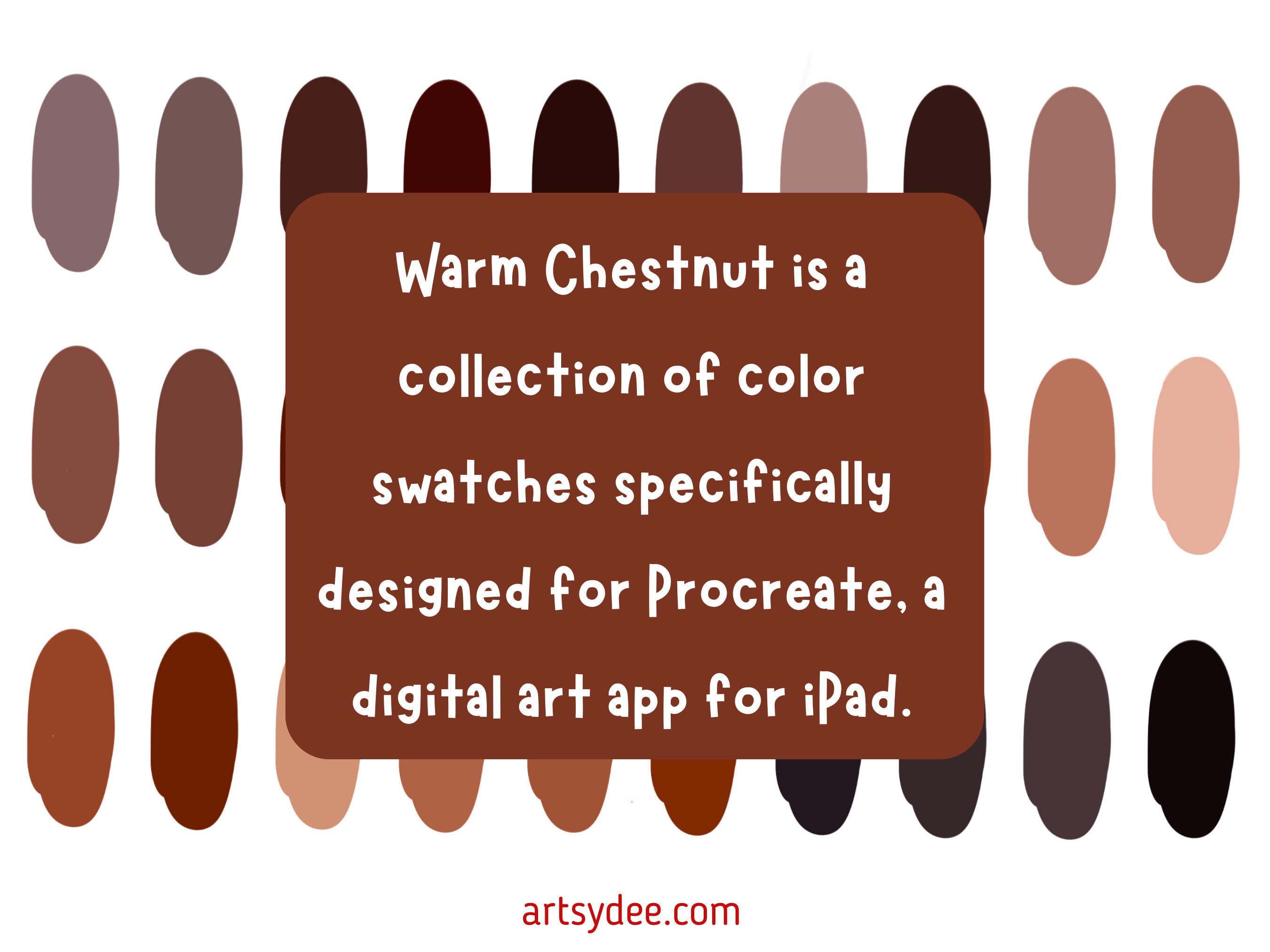 Procreate Brown Color Palette, Warm Chestnut, Hair Color Swatches ...