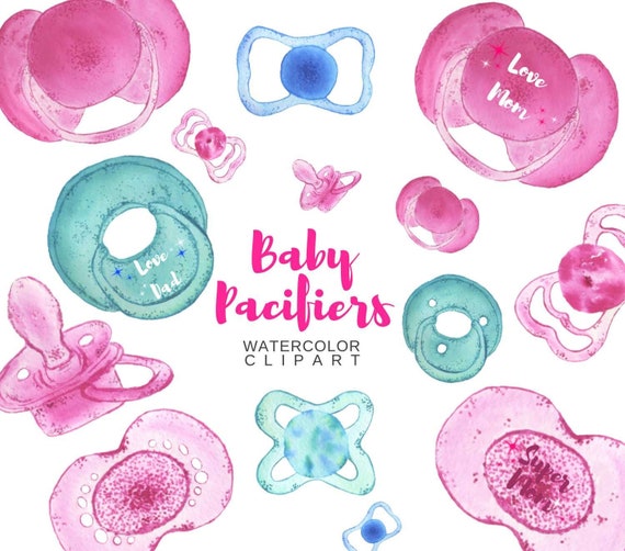 Baby Pacifiers Watercolor Png Transparent Background Baby - Etsy