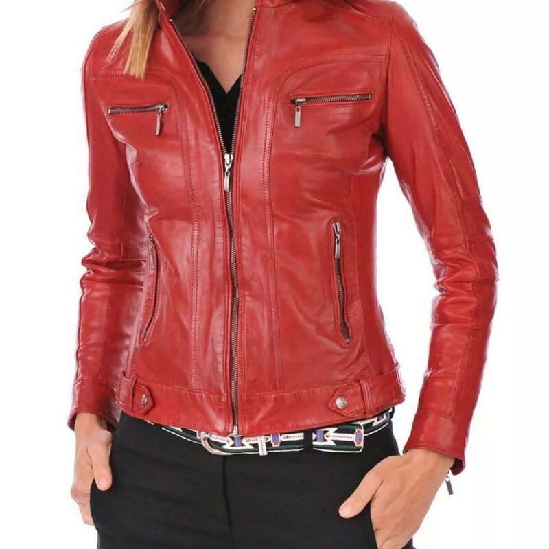 Red Leather Jacket - Etsy