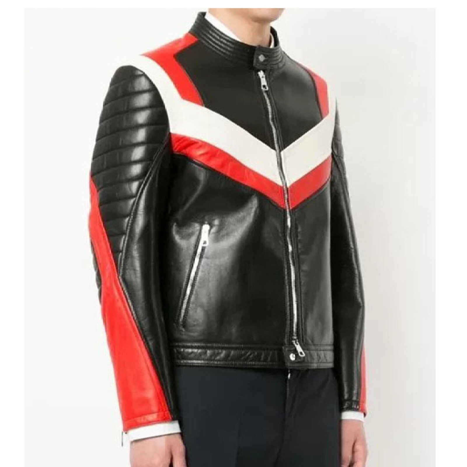 Mens Leather Jacket Vintage Motorcycle Leather Jacket Paneled Leather ...