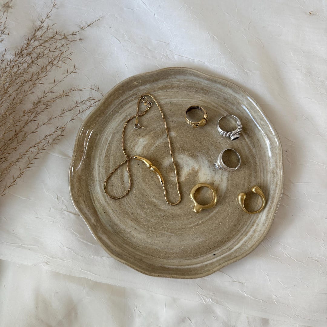 Marbled Trinket Dish / Plate - Handmade Ceramic Plate for Housewarming ...