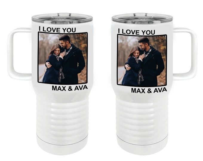 Personalized Photo Travel Mug, Photo Tumbler With Handle, Photo Mug ...