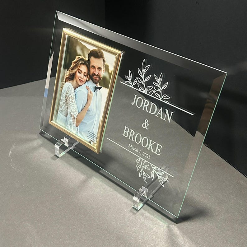Wedding Gift for Couple, Personalized Glass Frame, Bride and Groom Gift ...