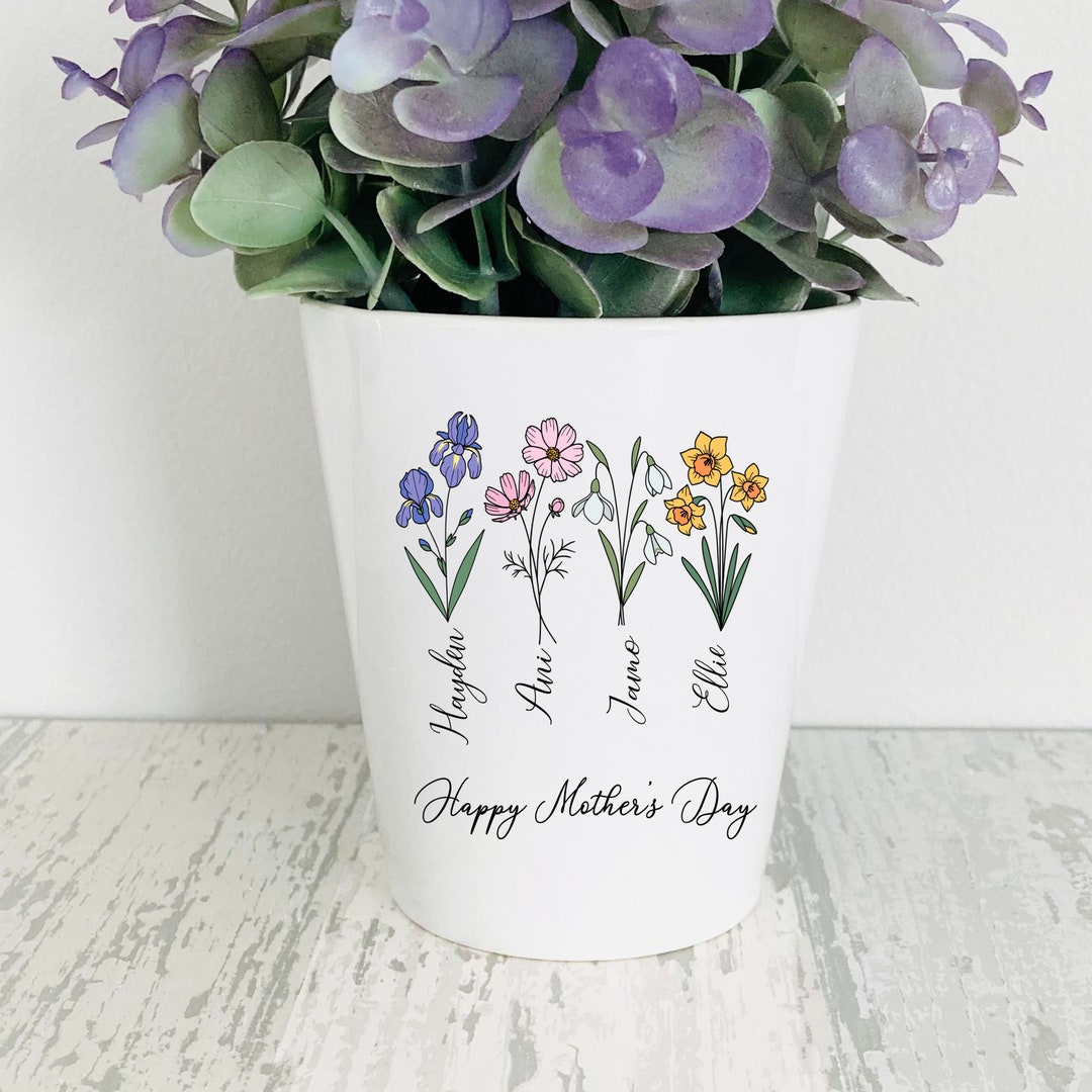 Custom Planter - Personalized 12 Oz Ceramic Flowerpot, Mother's Day ...
