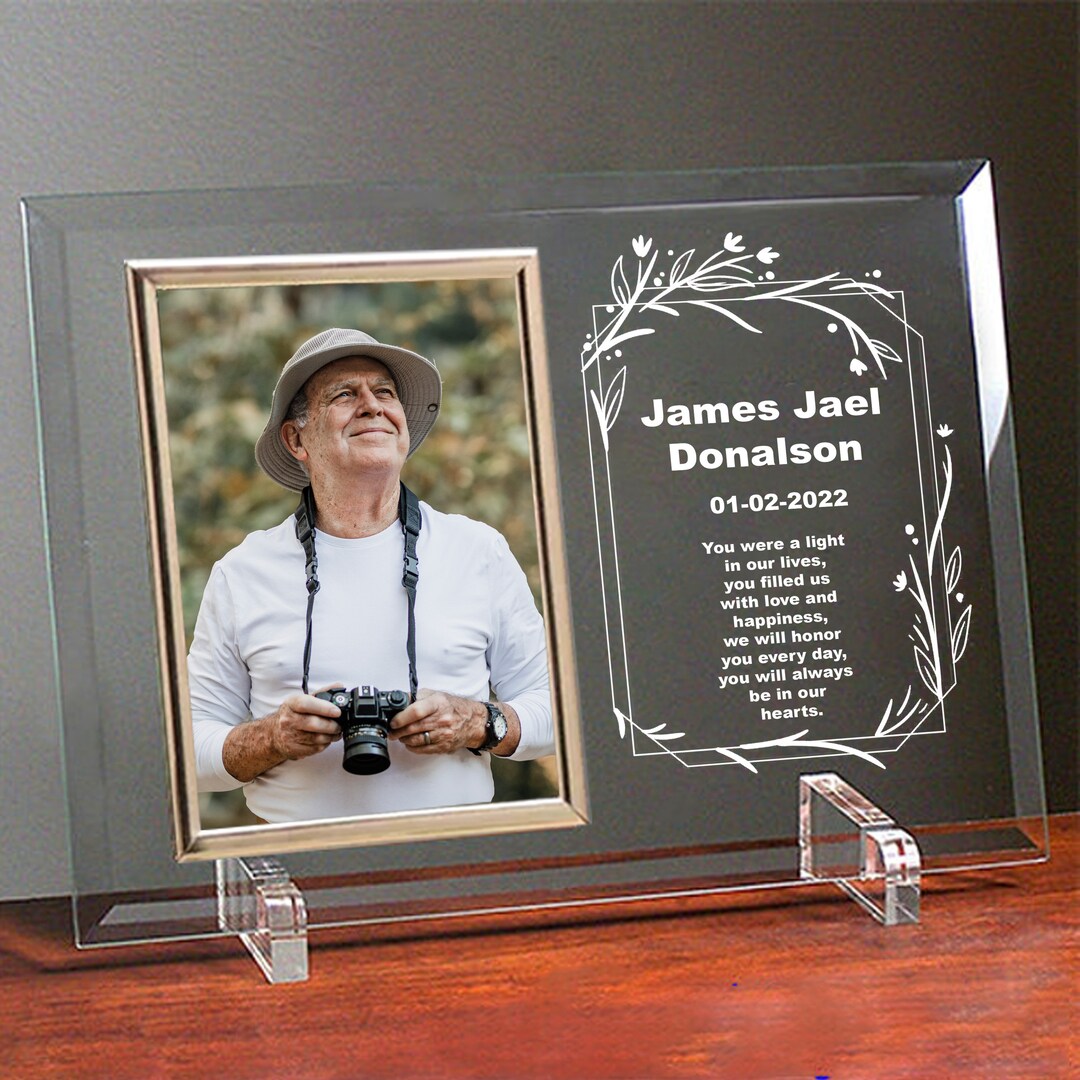 Personalized Memorial Picture Frame, Engraved Glass Photo Frame - Etsy