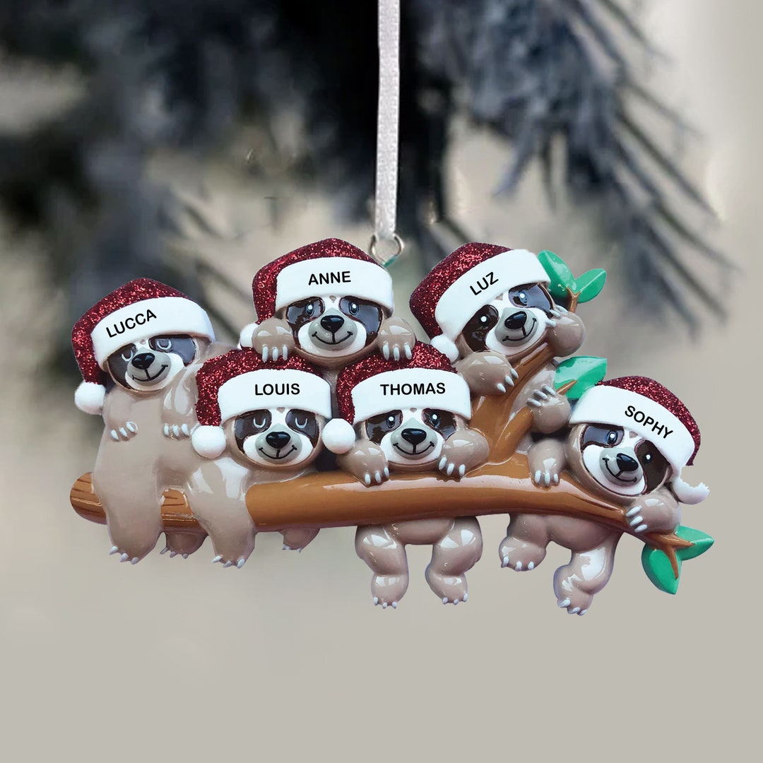 Personalized Sloth Family Christmas Ornament, Resin Sloth Decor - Etsy