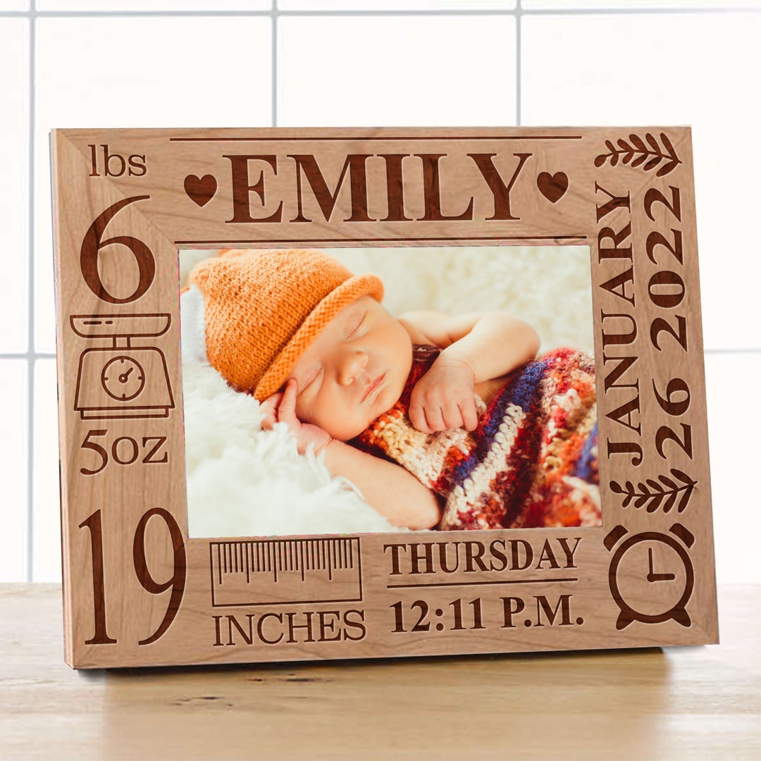 Personalized Picture Frame, Nursery Decor, Custom Birth Picture Frame ...