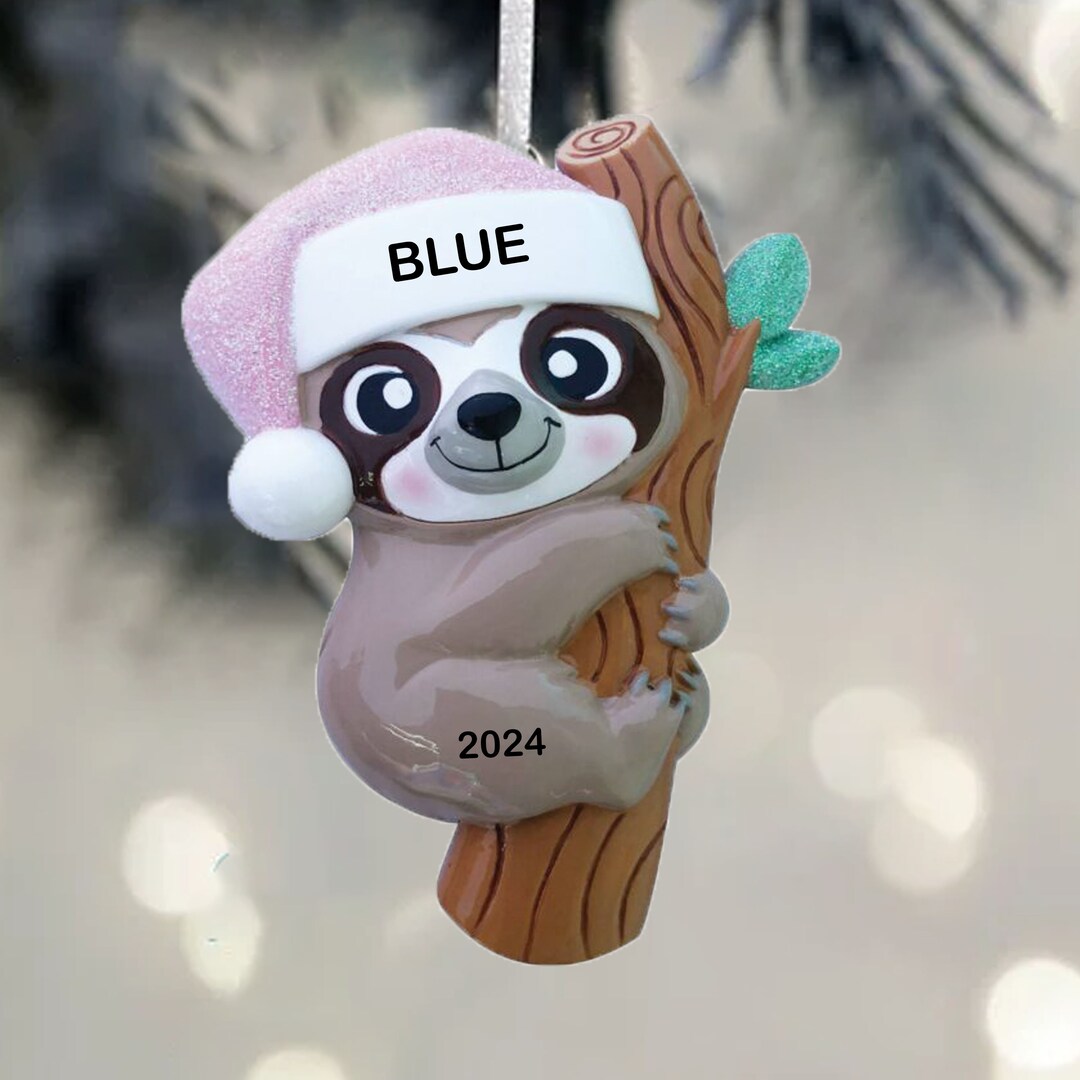 Baby Girl Sloth Personalized Christmas Ornament, Baby Boy First ...