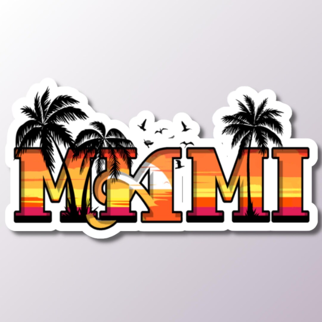 Miami Florida Sticker, Travel Souvenir, Miami Decal, Florida Map ...