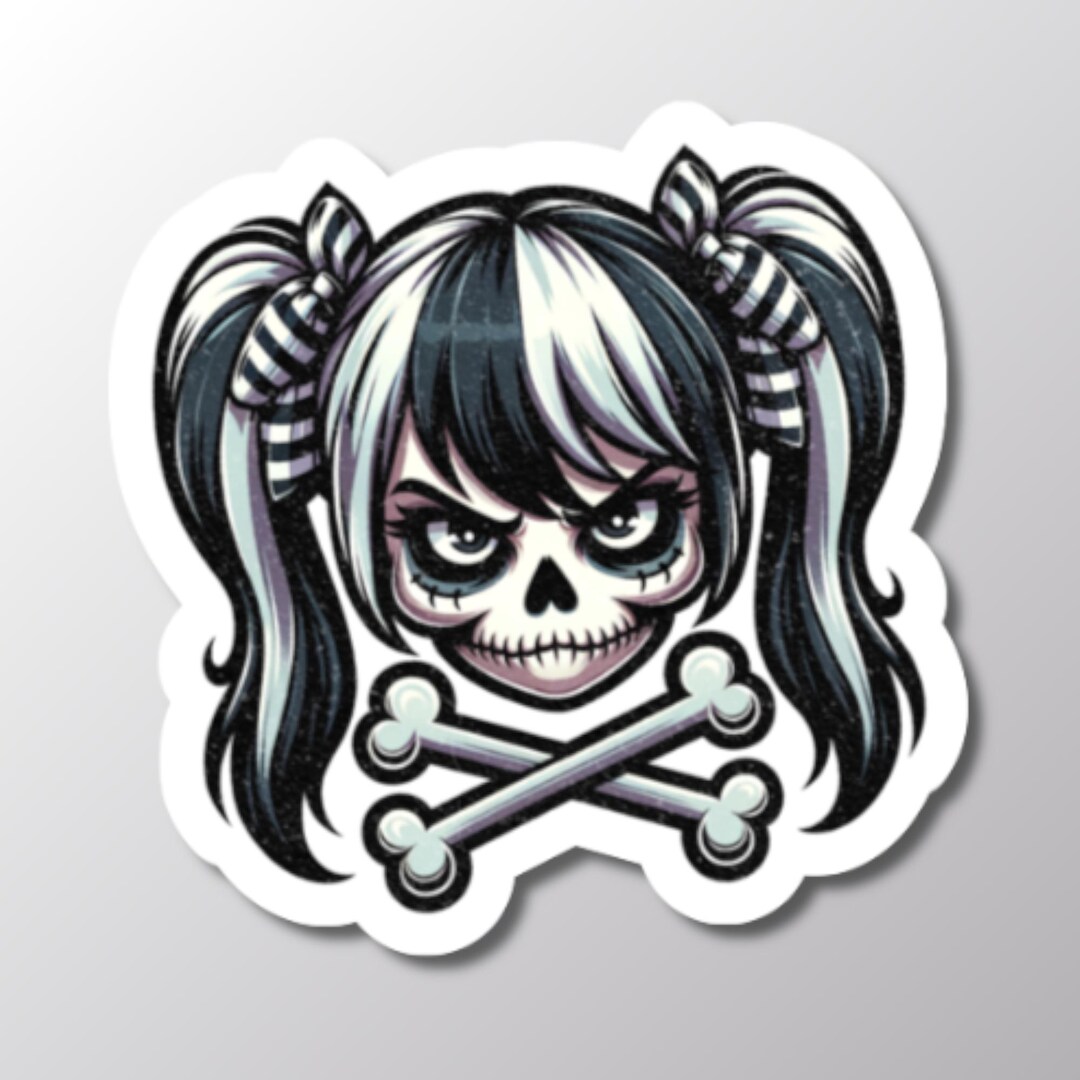 Bad Attitude Sticker: Skull Girl Vinyl Decal - Etsy