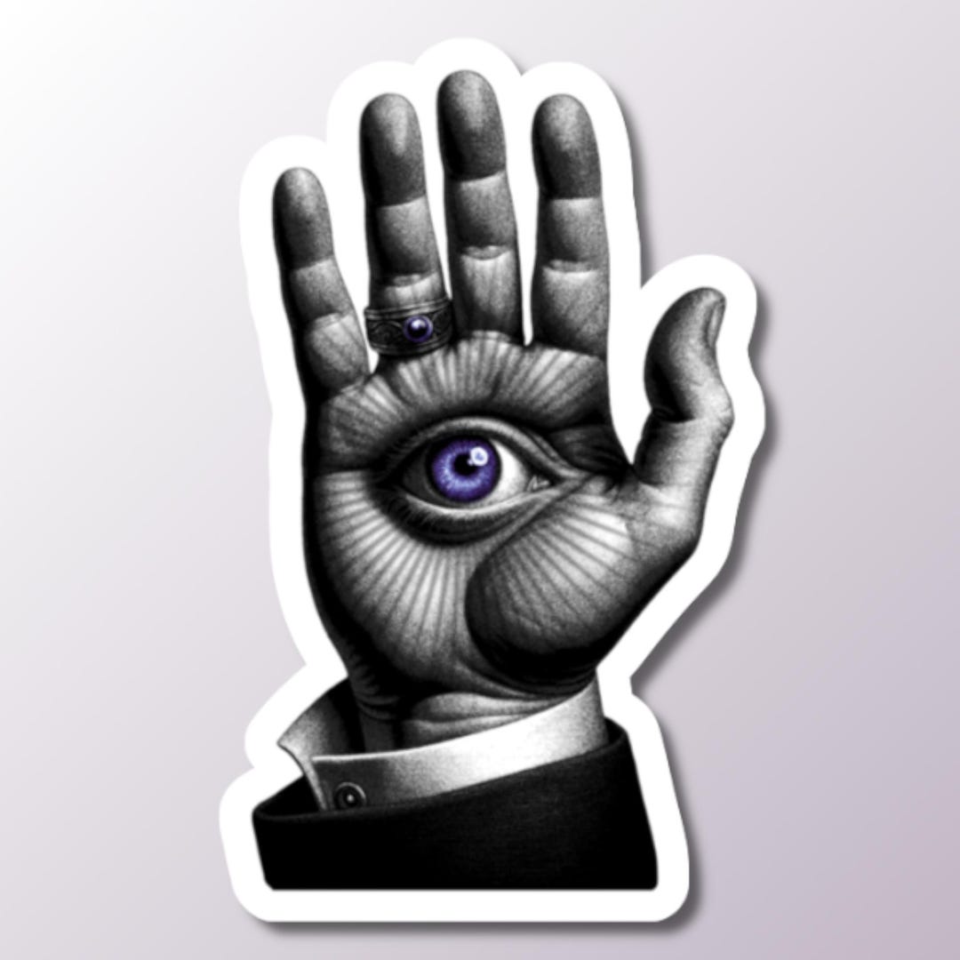 Hand Eye Symbol Sticker, Protective Symbol Sticker, Decal for Laptops ...