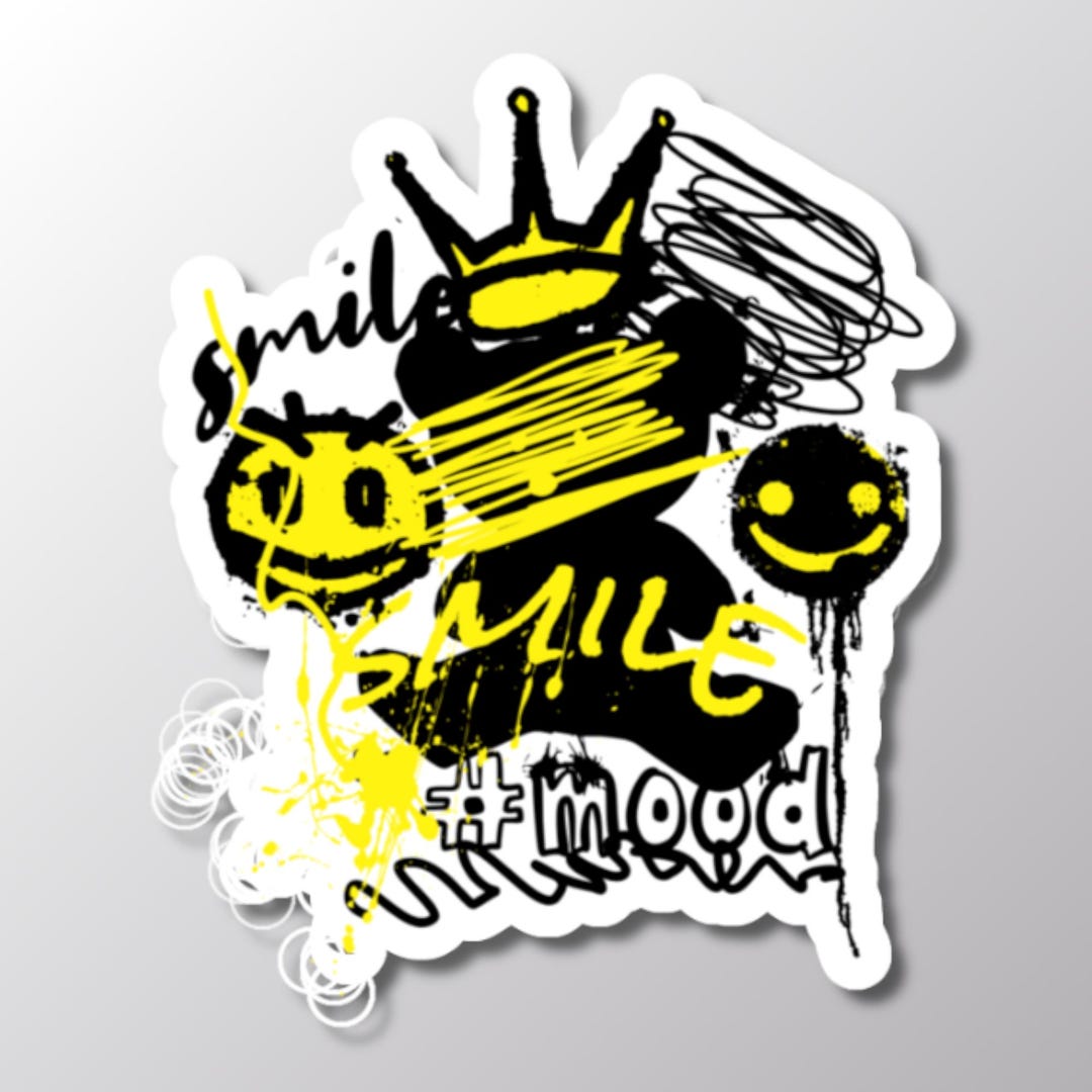 Smile Decal, Emoticon Sticker, Happy Face Sticker, Laptop Sticker ...