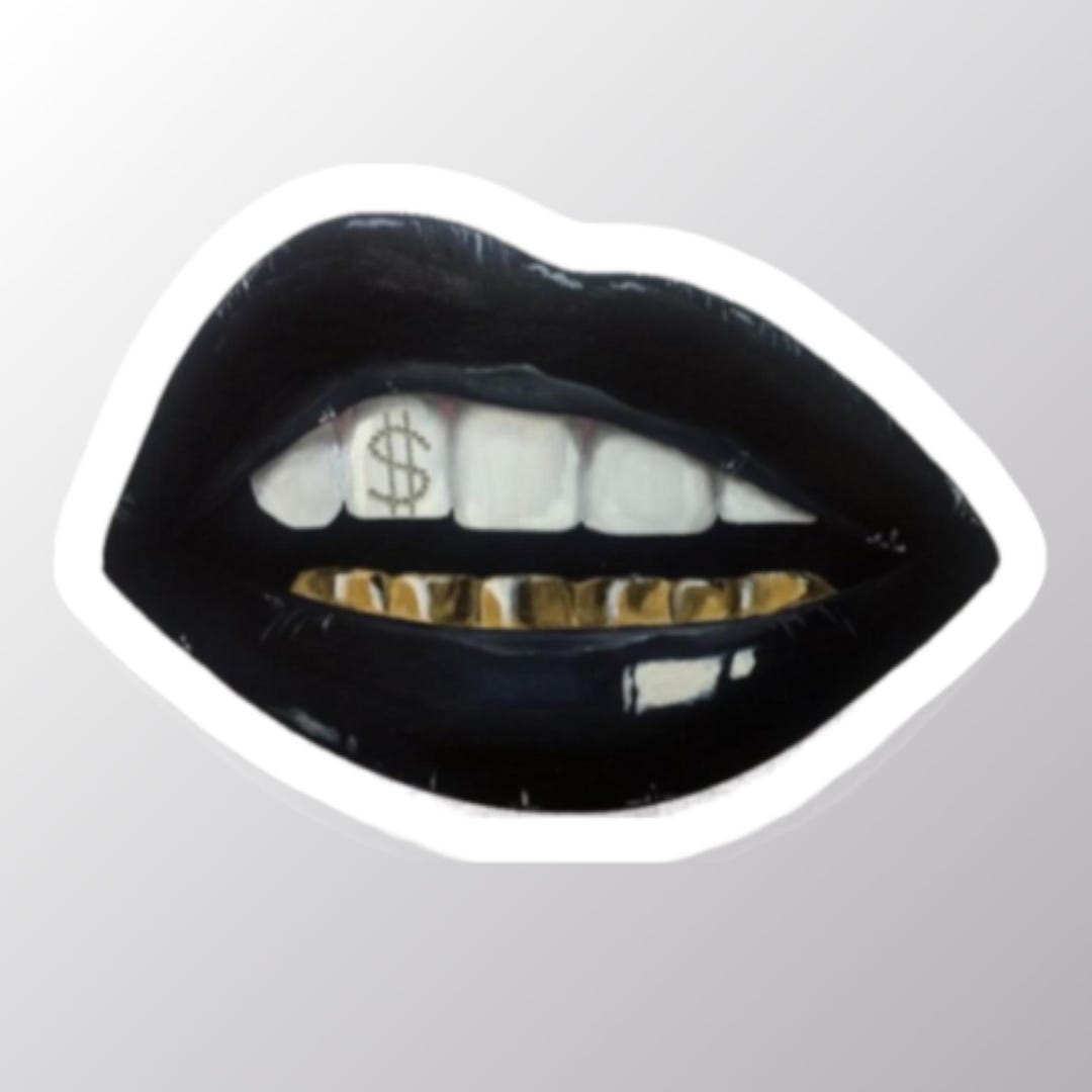 Sticker of Gold Teeth, Dollar Sign Decal, Money Symbol Vinyl, Funny ...