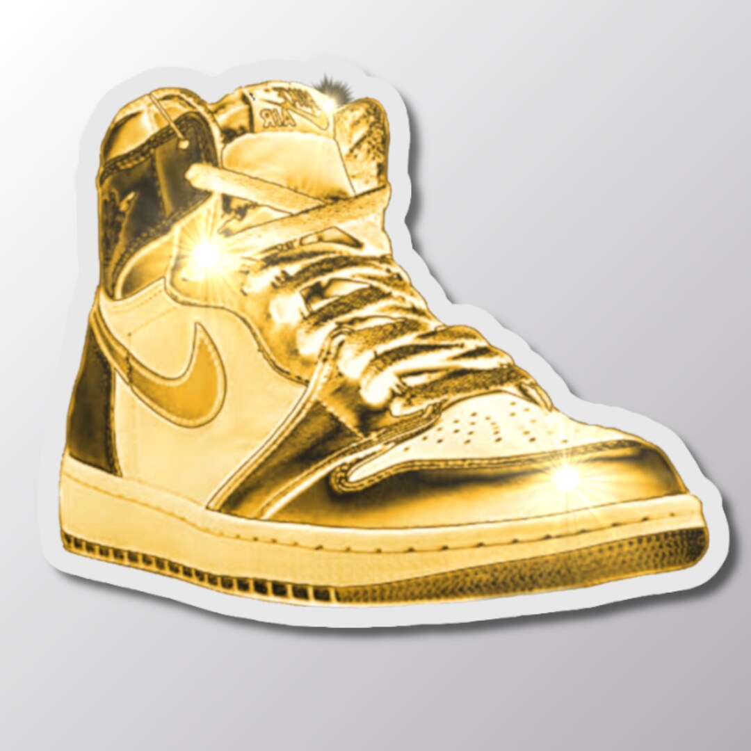 Gold Jordan Sneaker Decal, Sneaker Lover Sticker, Fashionable Shoe ...