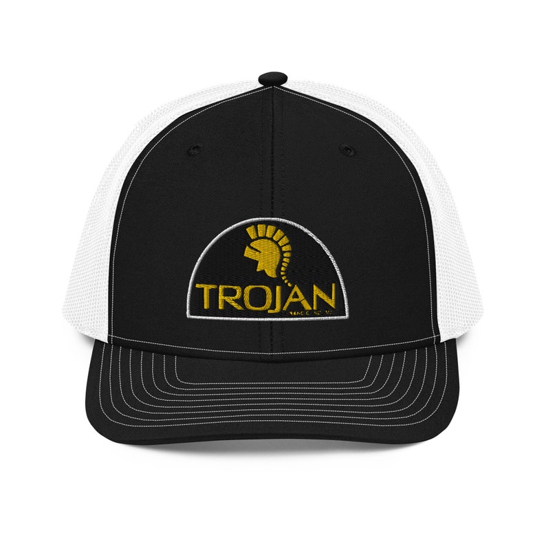 Trojan Logo Embroidered Trucker Hat, Mesh Snapback Cap, Retro Style ...