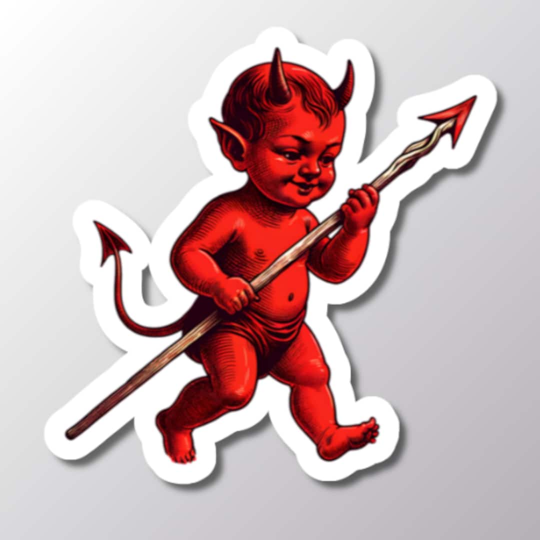 Little Red Devil Sticker, Vinyl Sticker, Red Devil Decal, Cute Devil ...