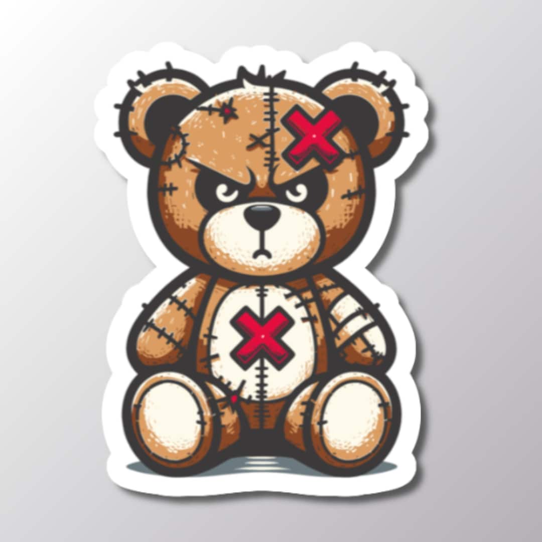 Bad Teddy Bear Vinyl Sticker: Edgy Laptop Decal - Etsy