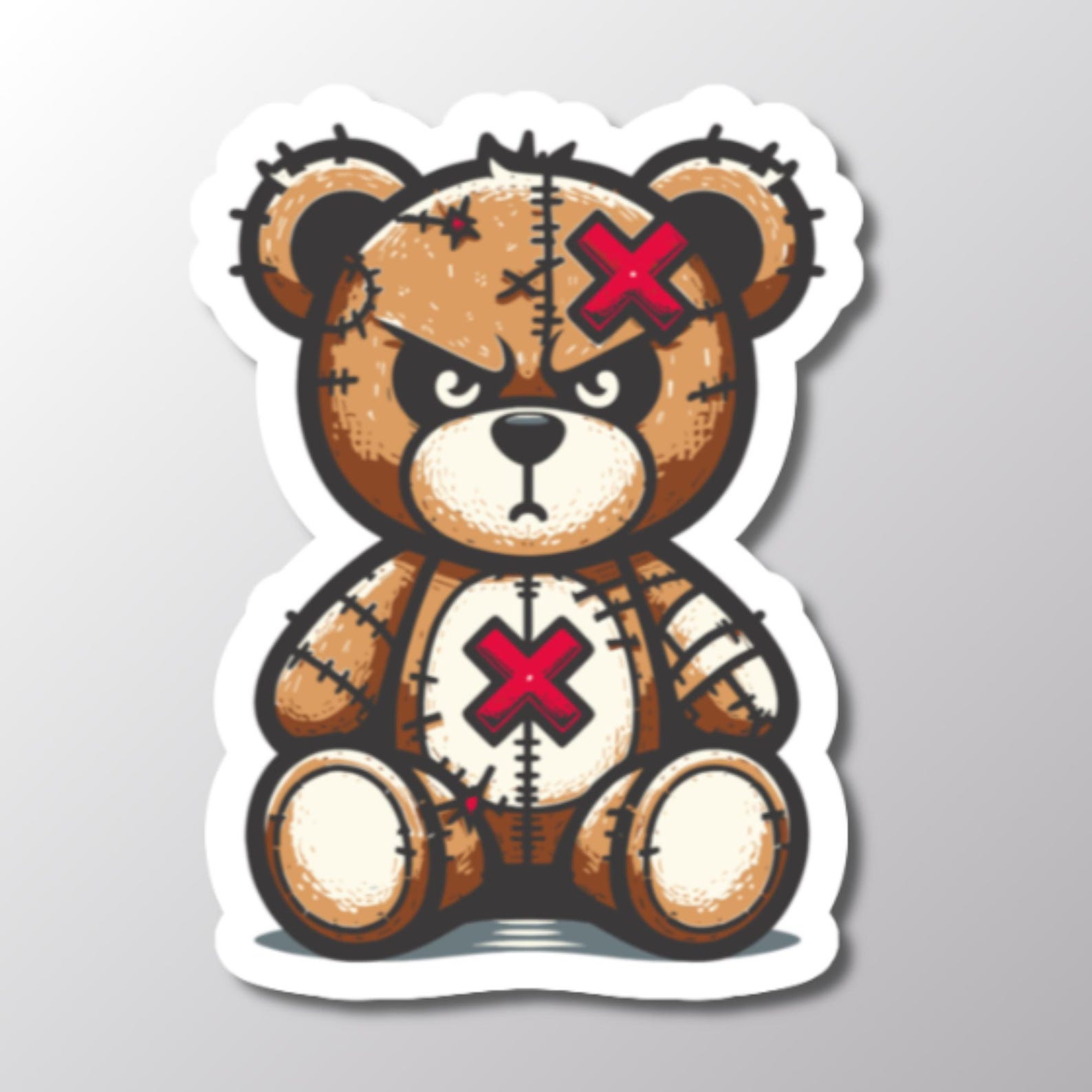 Bad Teddy Bear Sticker, Cute Bear Sticker, Laptop Decal, Bear Art ...