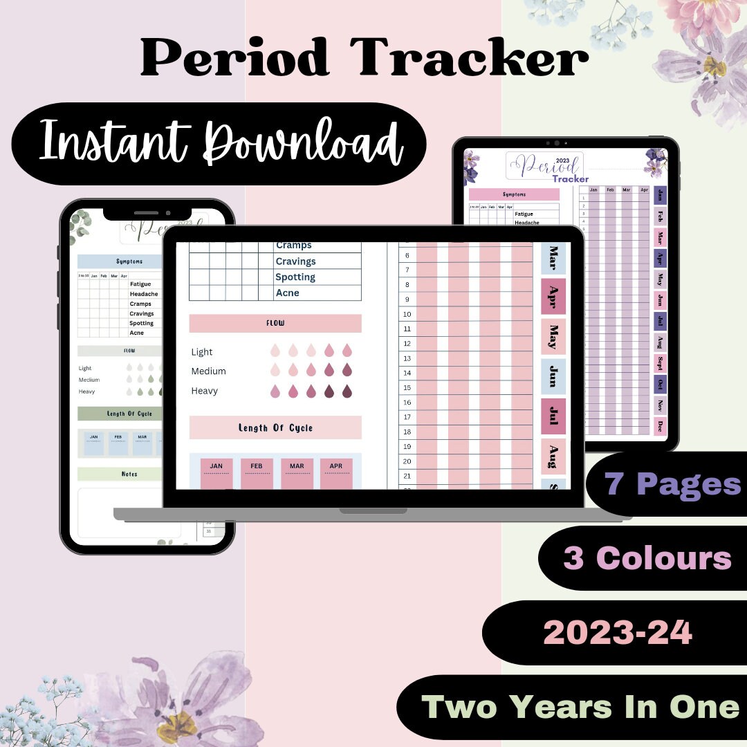 Purple Printable Period Tracker Symptom Tracker Period - Etsy