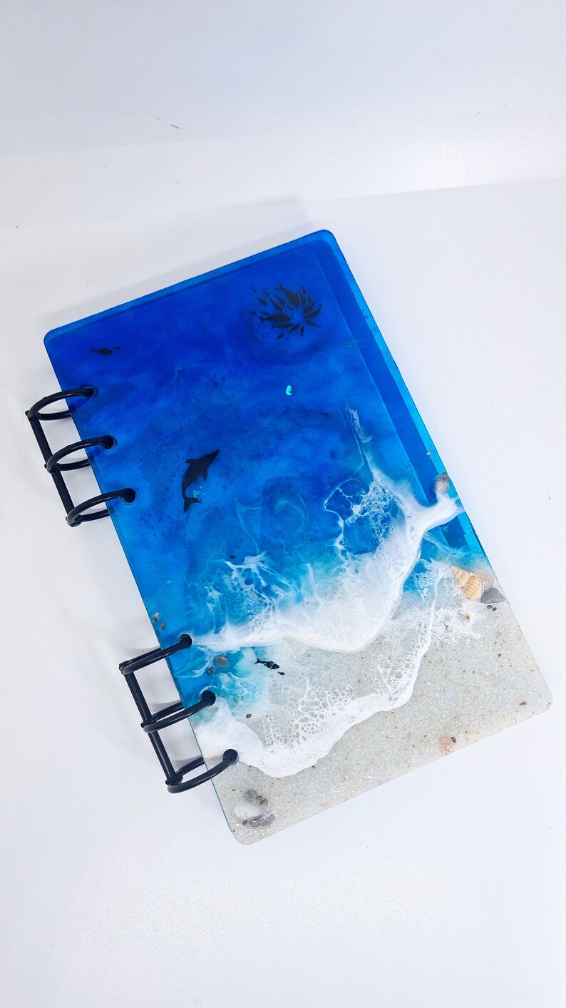 Personalised Refillable Resin Notebook Ocean Decor Custom Made Resin ...