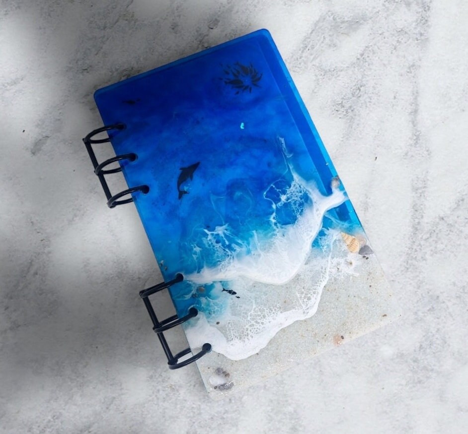 Personalised Refillable Resin Notebook Ocean Decor Custom Made Resin ...