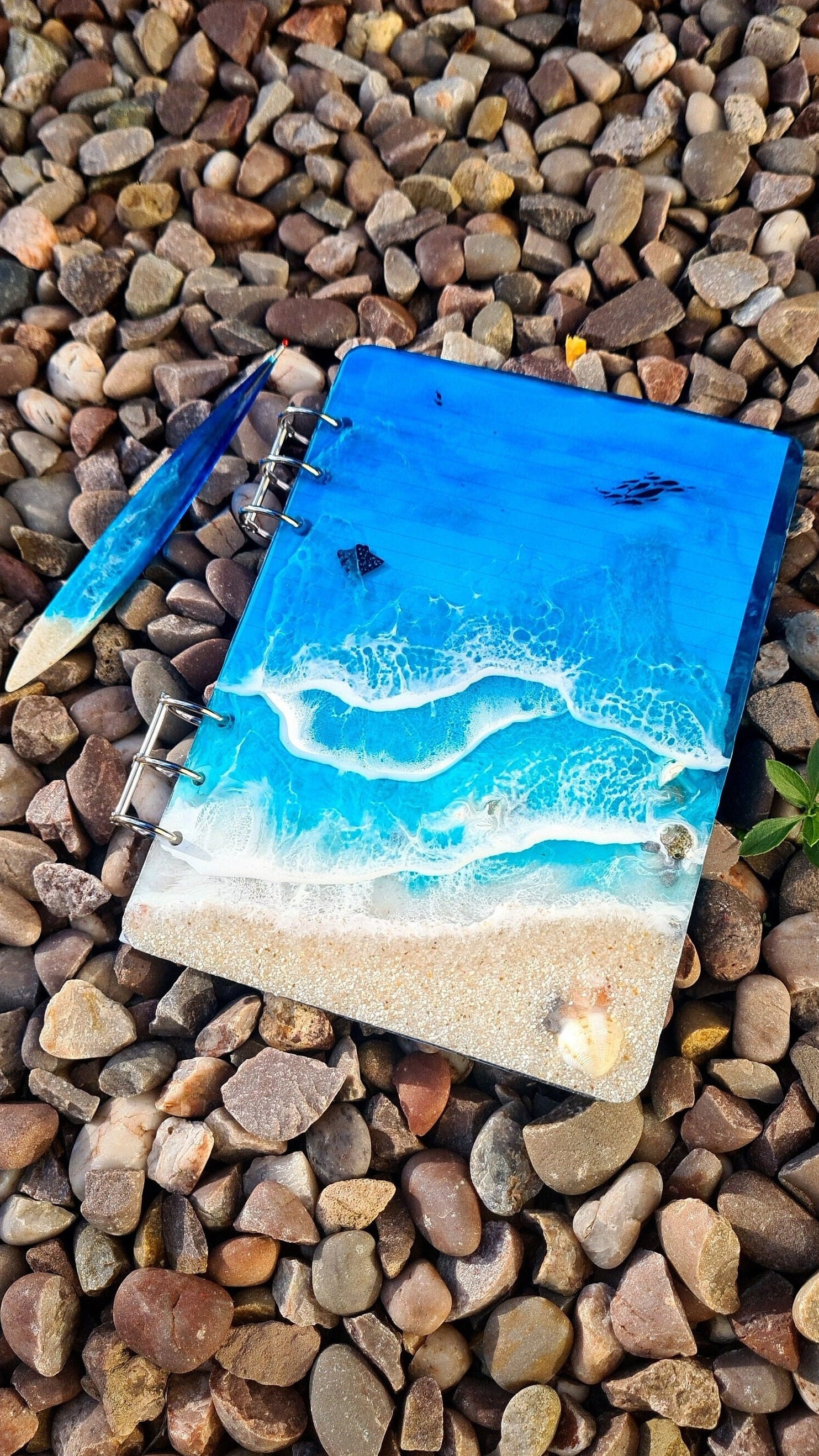 Personalised Refillable Resin Notebook Ocean Decor Custom Made Resin ...