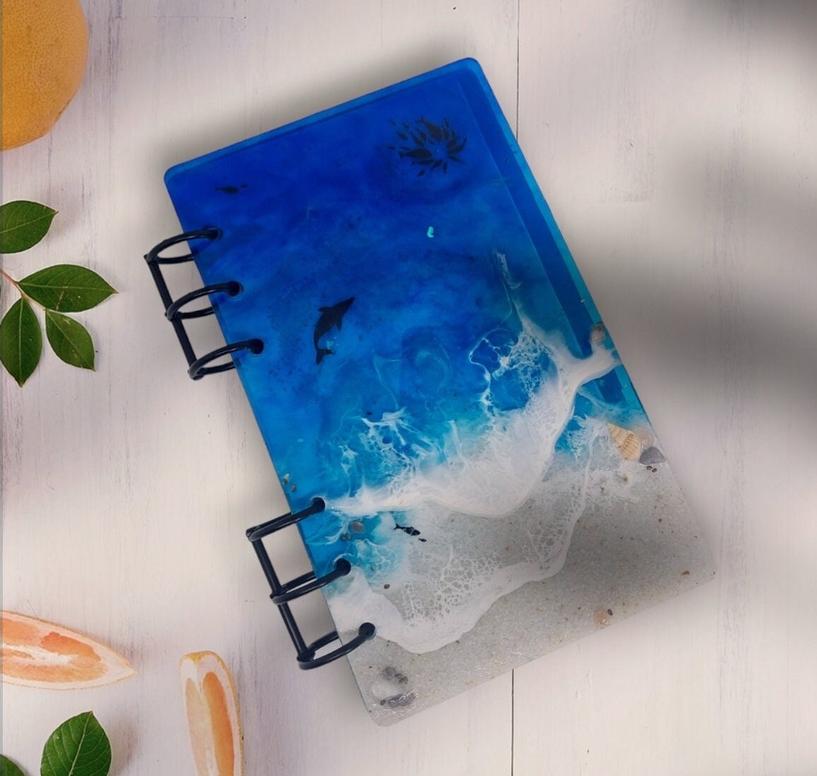 Personalised Refillable Resin Notebook Ocean Decor Custom Made Resin ...