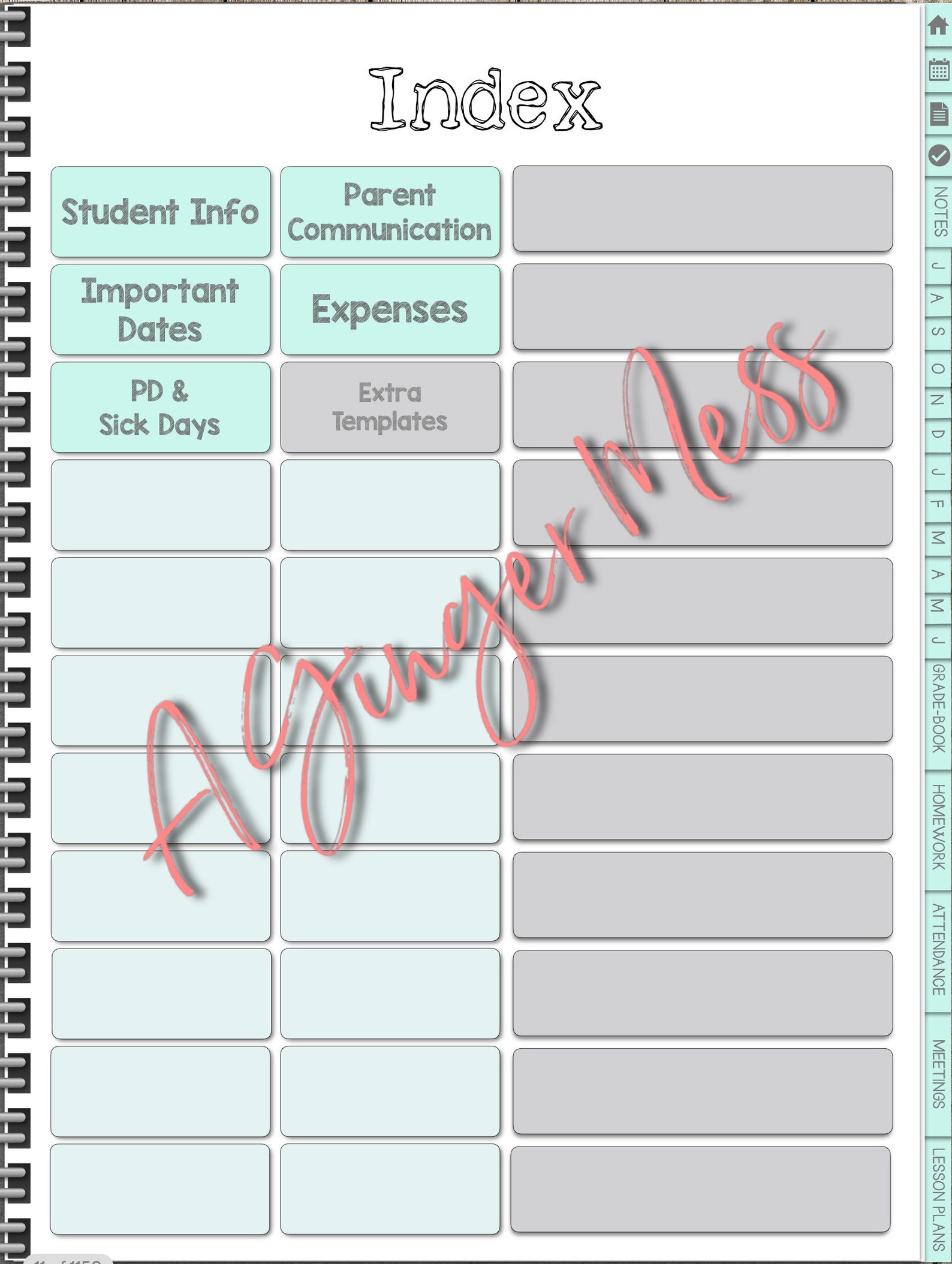 UNDATED ULTIMATE Digital Teacher Planner {mint Leather} - Etsy