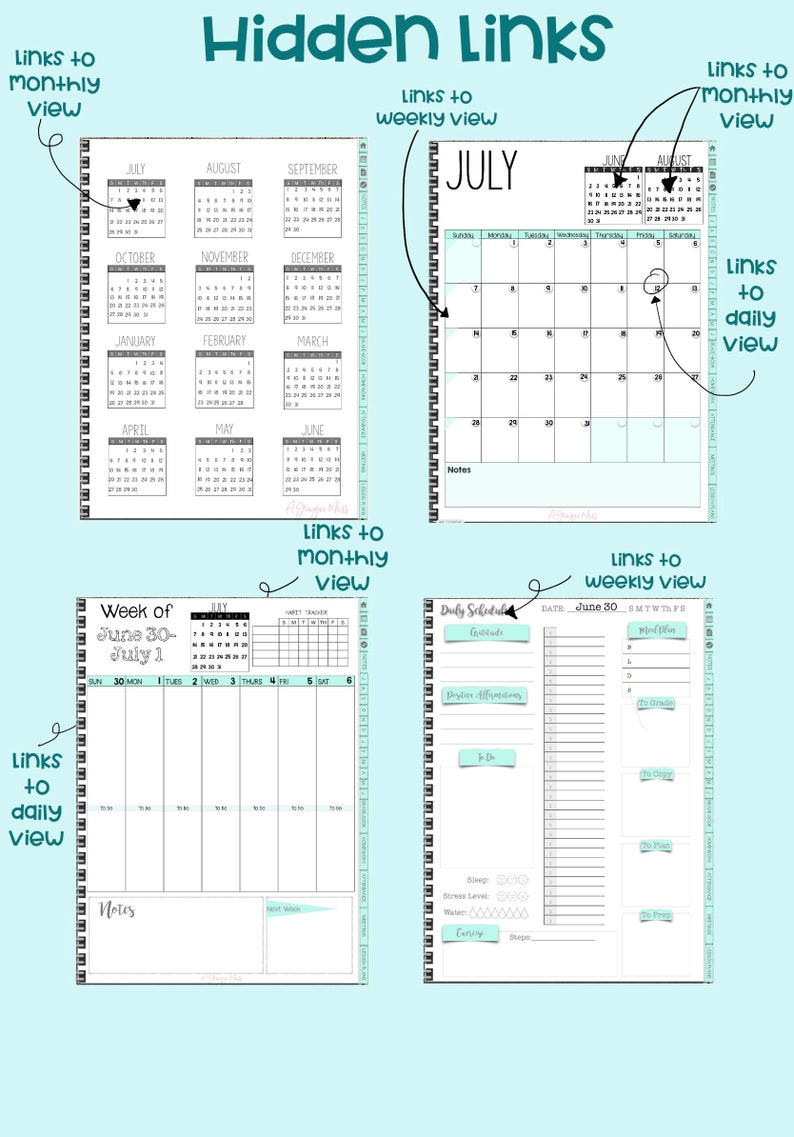 UNDATED ULTIMATE Digital Teacher Planner {mint Leather} - Etsy